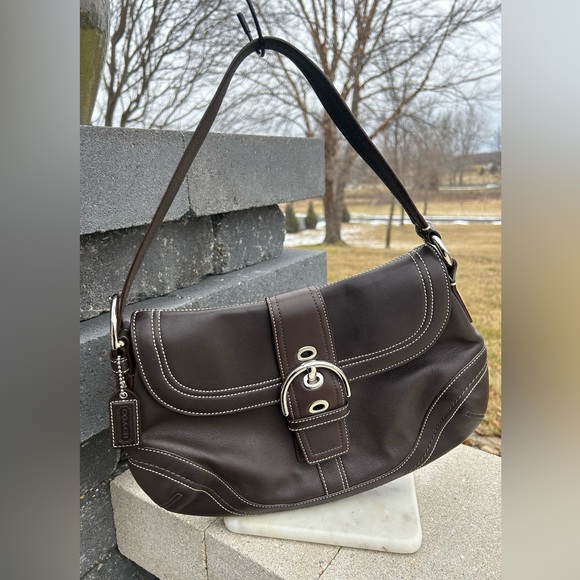 Coach | Bags | Coach Soho Flap Brown Leather Hobo With Nickel Hardware ...